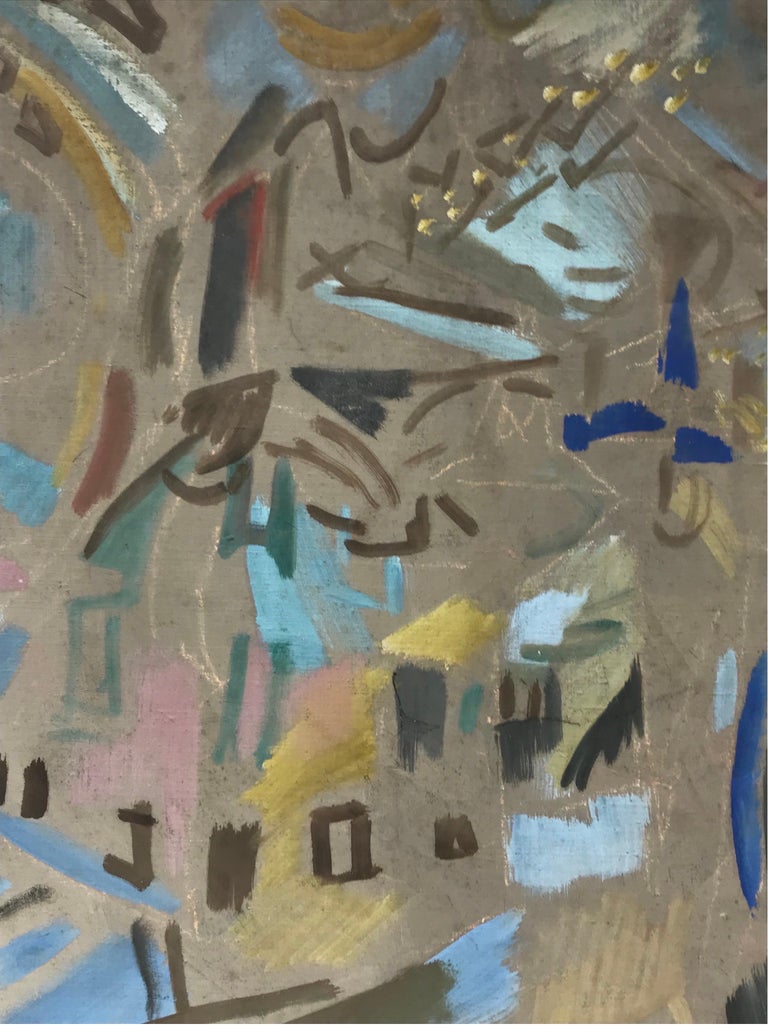 20th Century French School - 1950's French Abstract Composition Oil ...