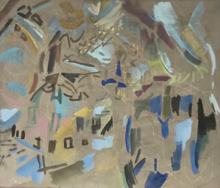 20th Century French School - 1950's French Abstract Composition Oil ...