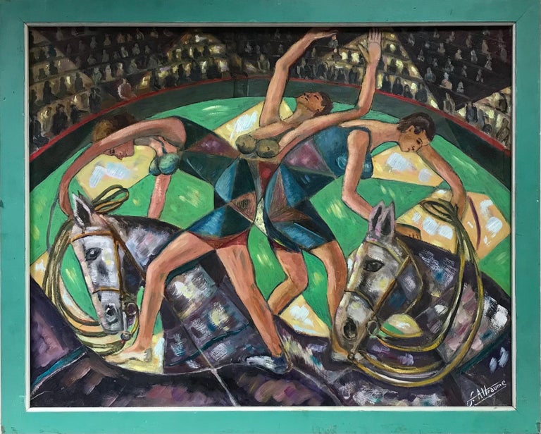 20th Century French School - Large French Signed Oil - Abstract Circus ...