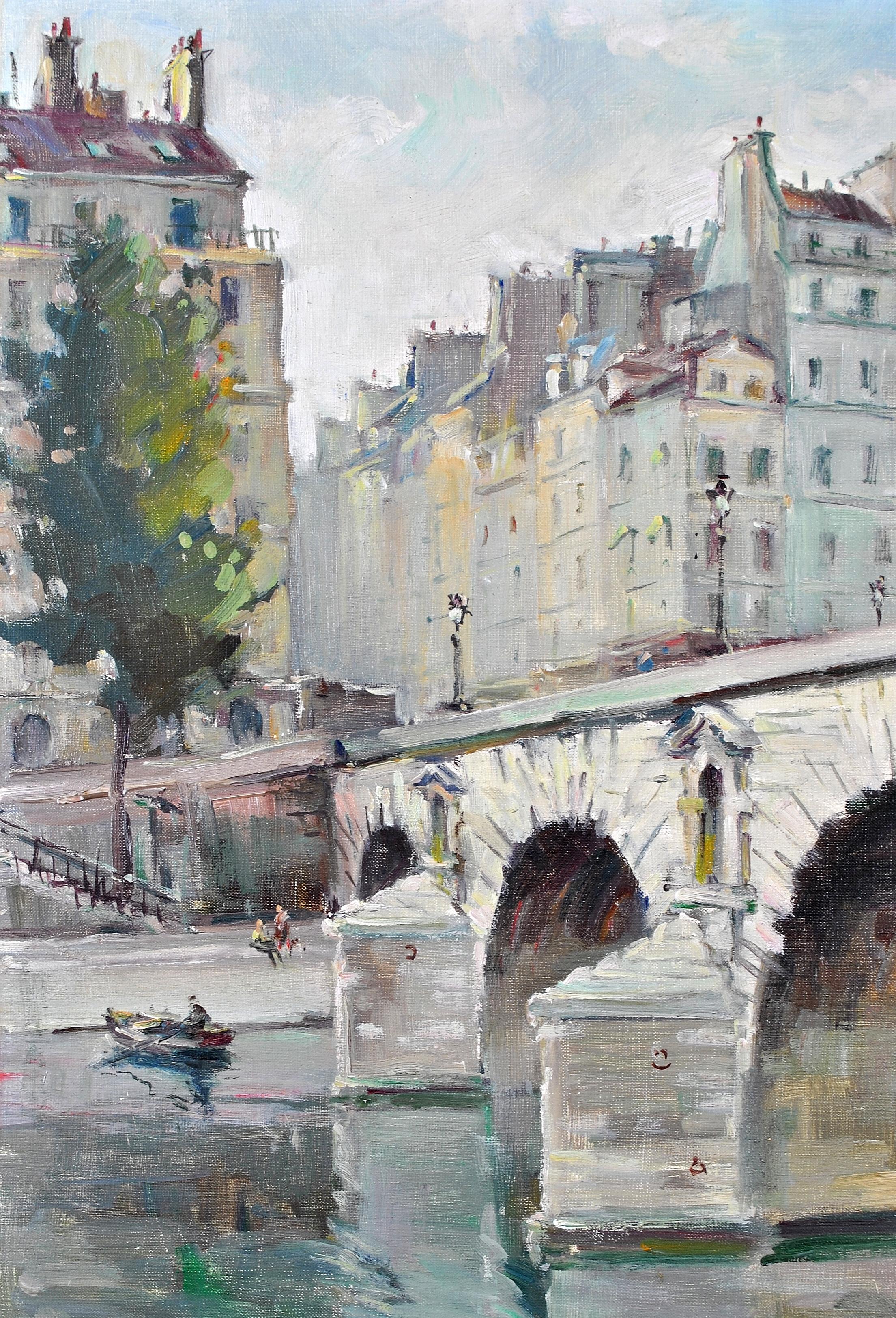 20th Century French School - Le Pont Marie - Bridge on the Seine River Paris French Oil on ...
