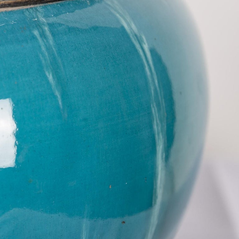 20th Century French Silver Mounted Flambe' Glazed Cachepot, Paris, c ...