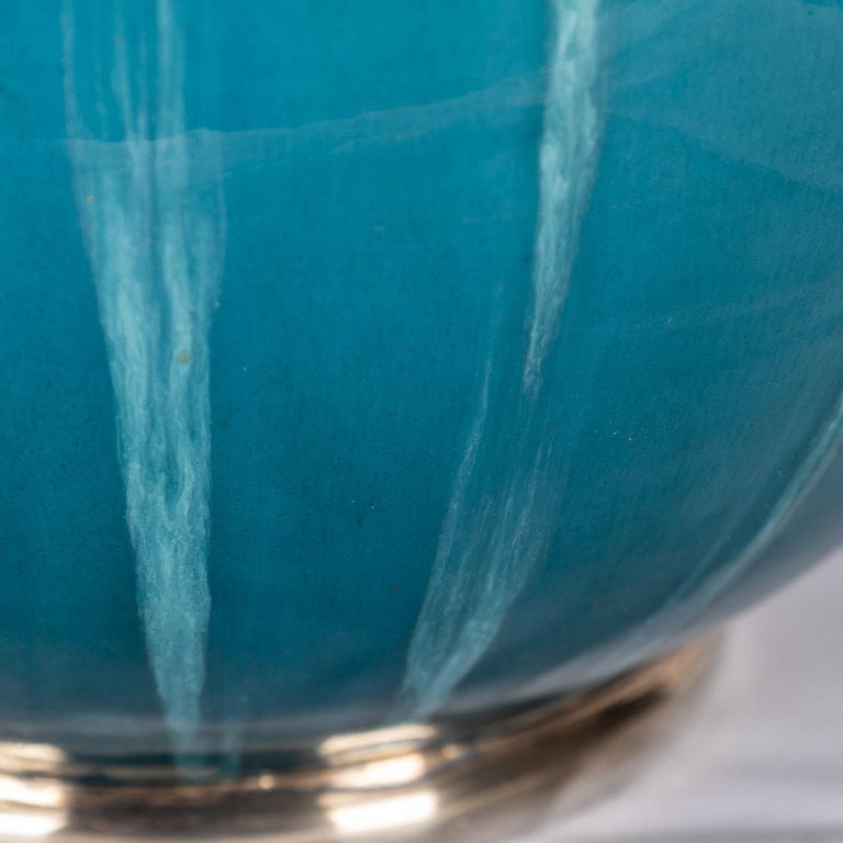 20th Century French Silver Mounted Flambe' Glazed Cachepot, Paris, c ...