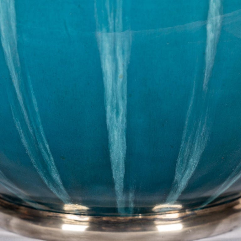 20th Century French Silver Mounted Flambe' Glazed Cachepot, Paris, c ...