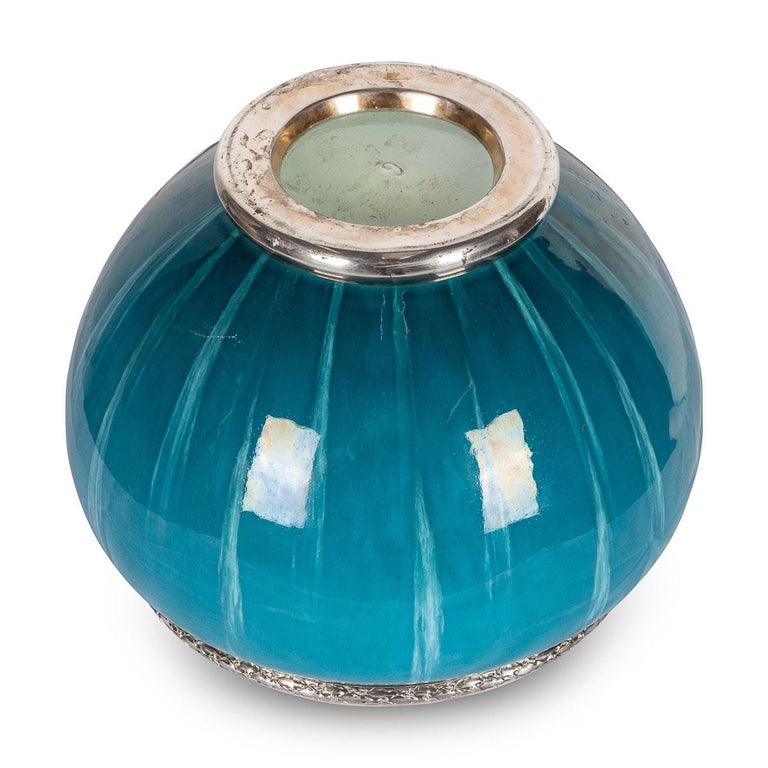 20th Century French Silver Mounted Flambe' Glazed Cachepot, Paris, c ...