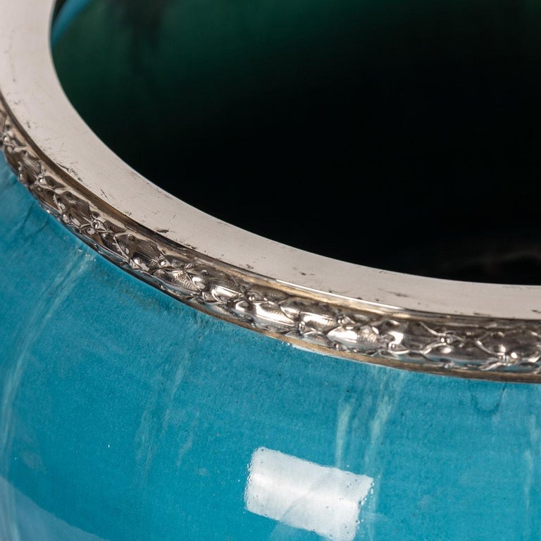 20th Century French Silver Mounted Flambe' Glazed Cachepot, Paris, c ...