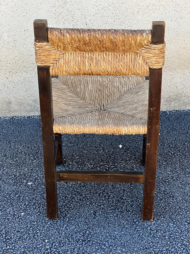 20th Century, French Style Set of 6 Straw Chairs 1950 For Sale at 1stDibs