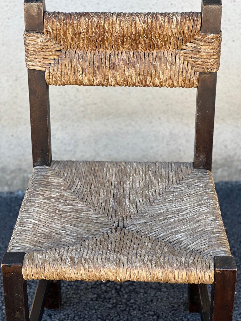 20th Century, French Style Set of 6 Straw Chairs 1950 For Sale at 1stDibs