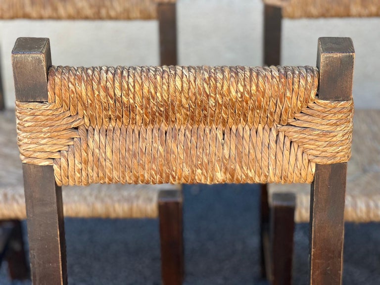 20th Century, French Style Set of 6 Straw Chairs 1950 For Sale at 1stDibs