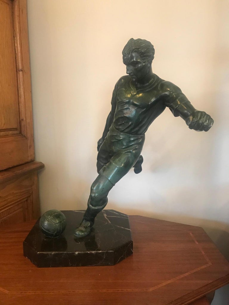 20th Century French Tin and Lead Football Soccer Sculpture at 1stDibs