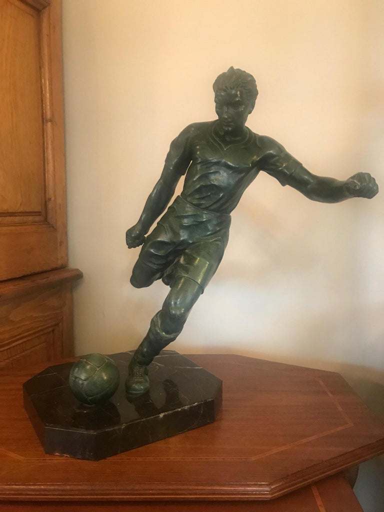 20th Century French Tin and Lead Football Soccer Sculpture at 1stDibs