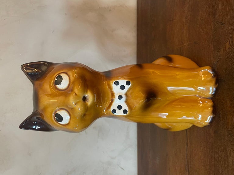 20th Century French Vintage Ceramic Cat Pitcher, 1960s For Sale at 1stDibs