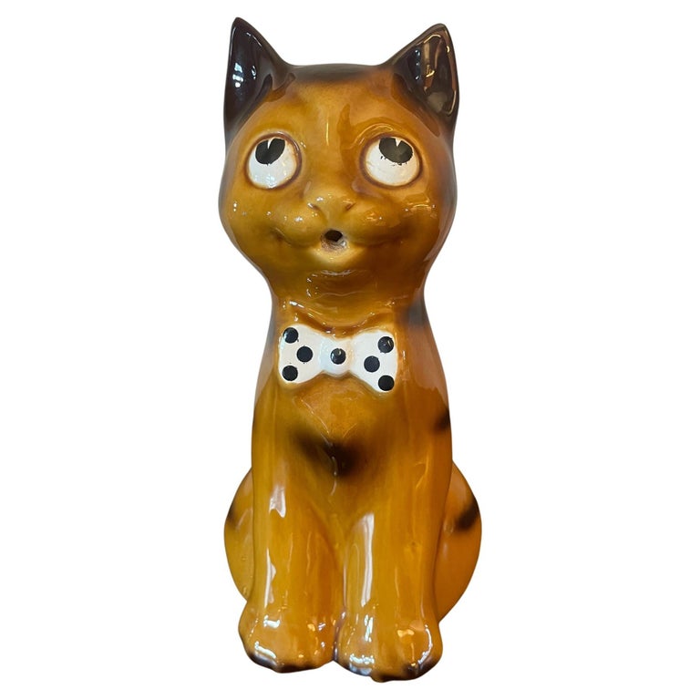 20th Century French Vintage Ceramic Cat Pitcher, 1960s For Sale at 1stDibs