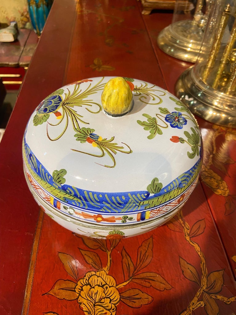 20th Century French Vintage Hand Painted Signed Ceramic Candy Box For ...