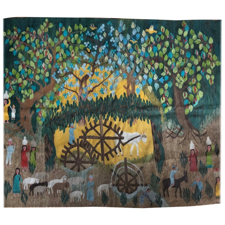 20th Century French Vintage Handmade Wool Tapestry with Forest Scene at ...