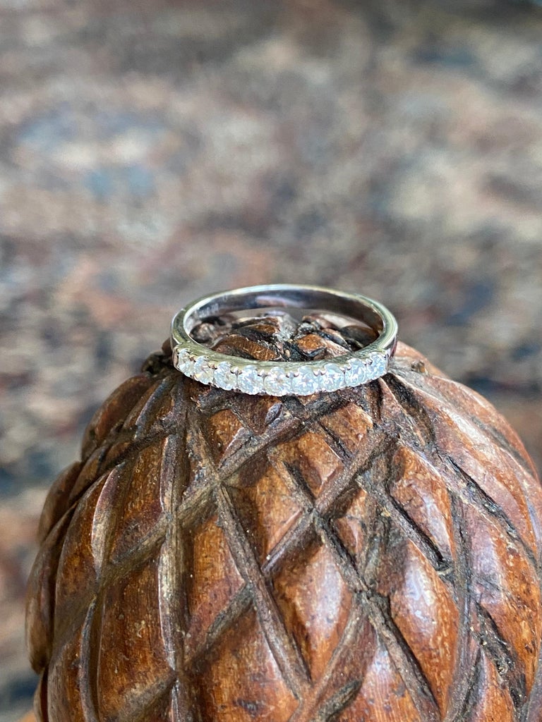 20th Century, French, White Gold Alliance Ring with Nine Diamonds For ...