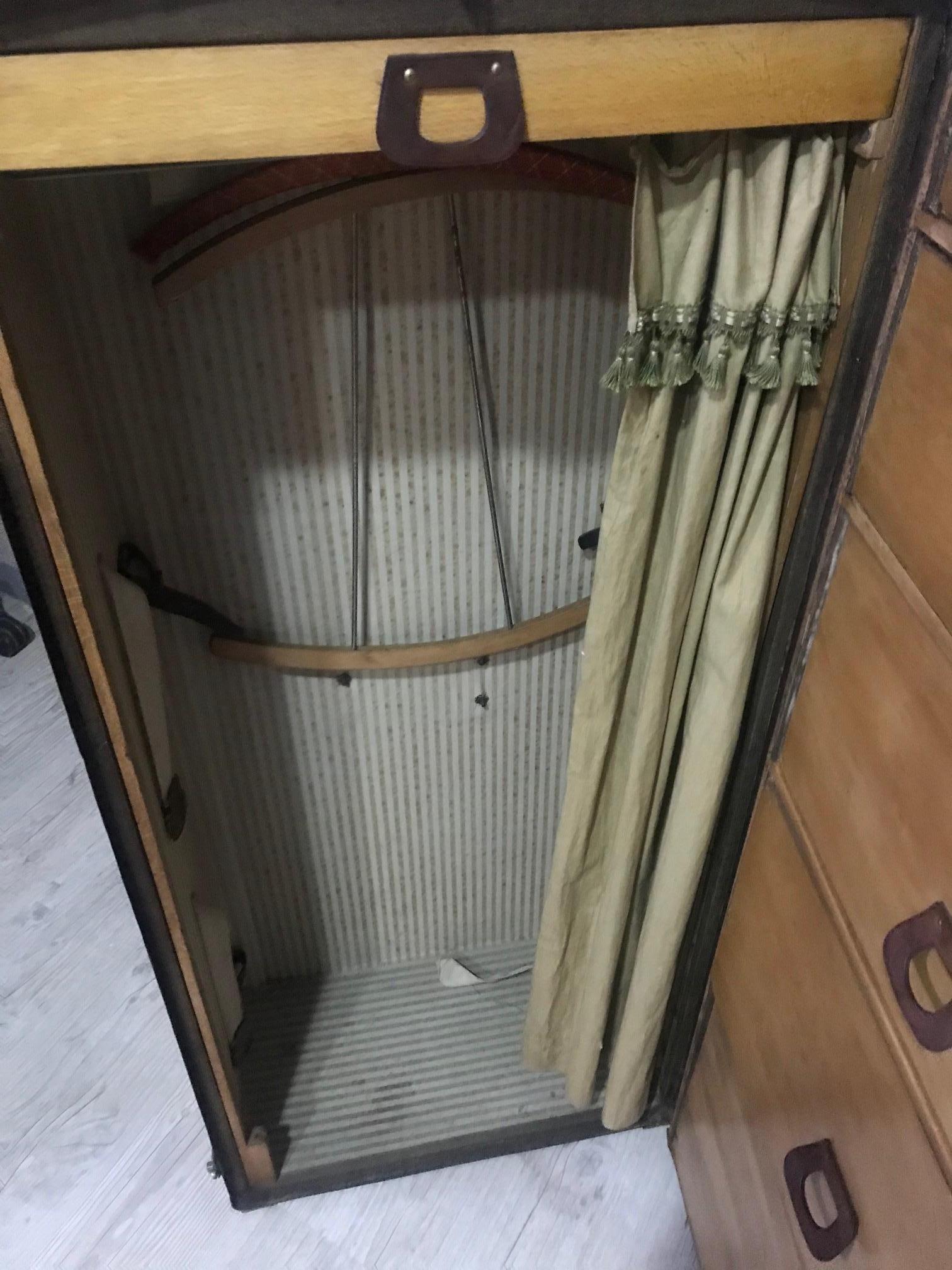 20th Century French Wood and Brass Cabin Wardrobe, 1920s at 1stDibs