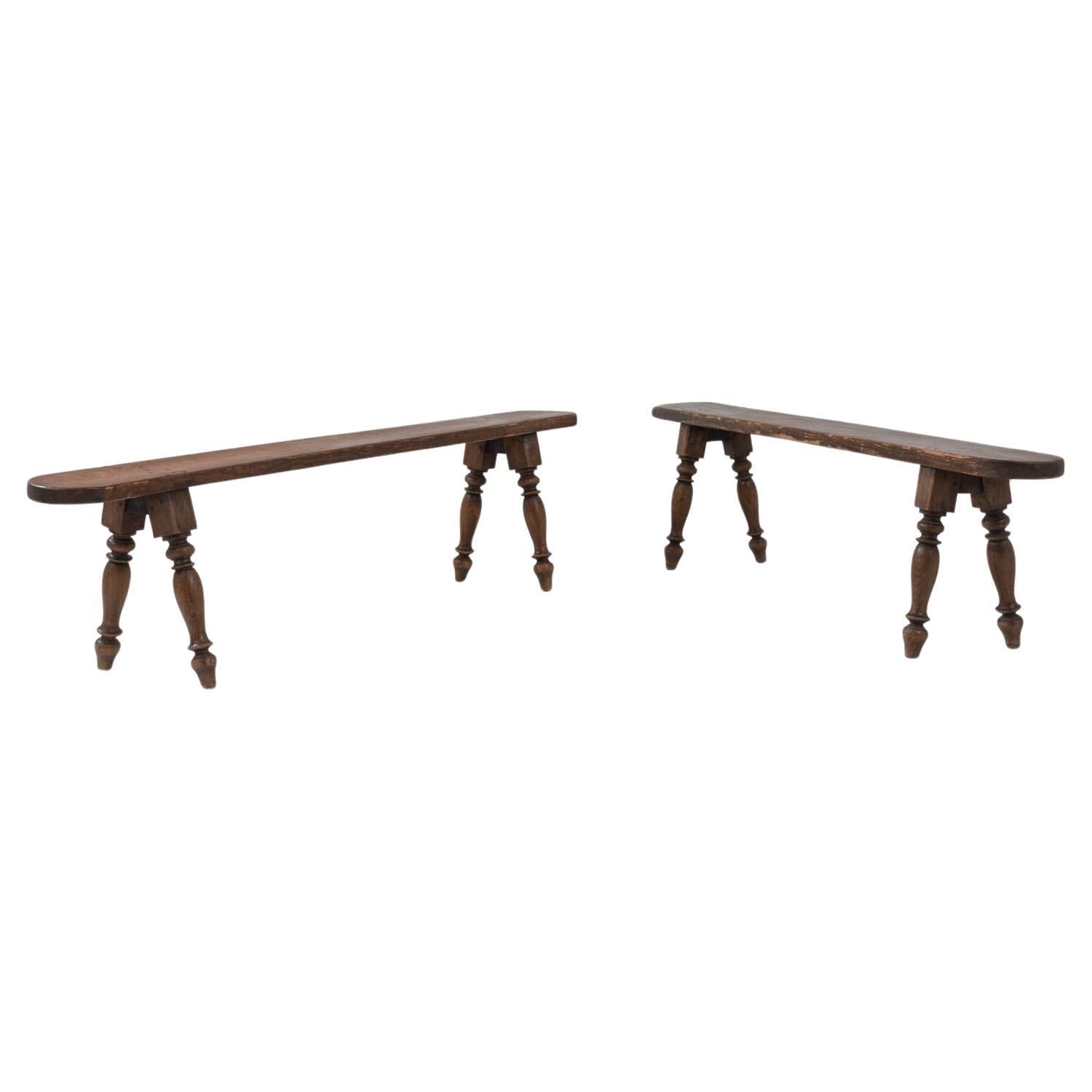 Beech and Teak Wooden Bench, Europe Mid-20th Century For Sale at 1stDibs