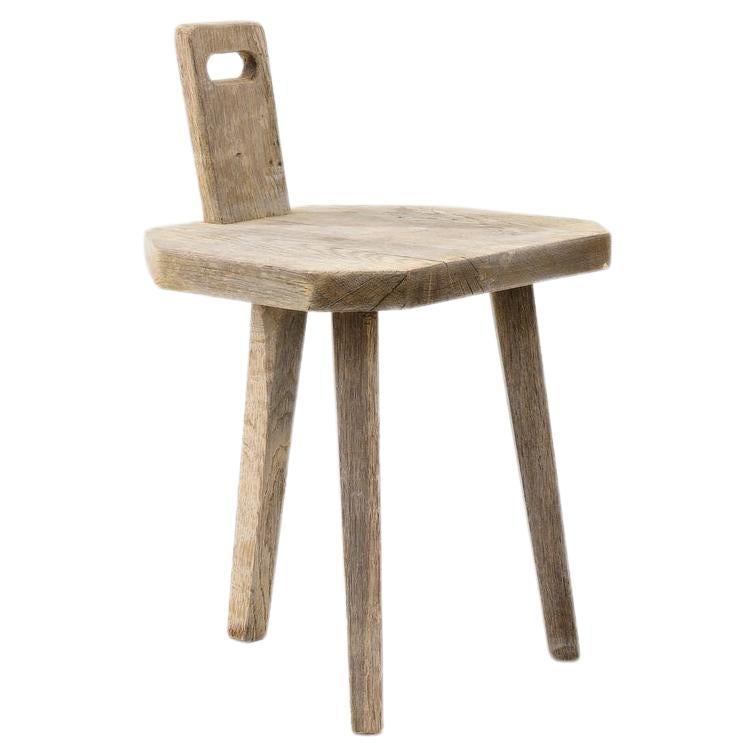 Vintage French Contry Wooden Bar Stool For Sale at 1stDibs