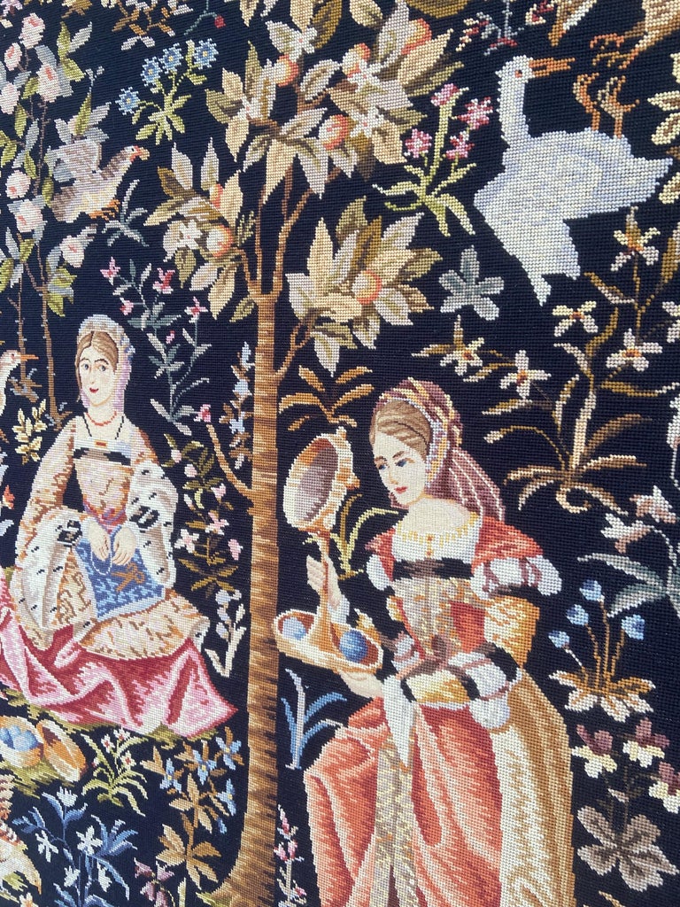 20th Century French Wool Machine Made Tapestry in Style of Aubusson ...