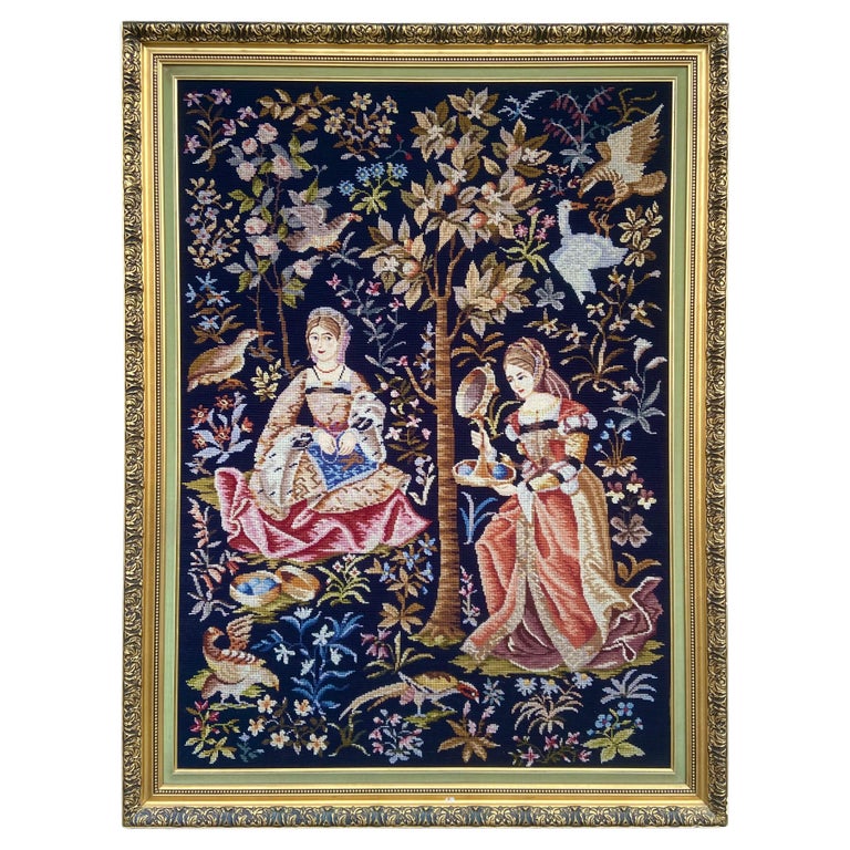 20th Century French Wool Machine Made Tapestry in Style of Aubusson ...