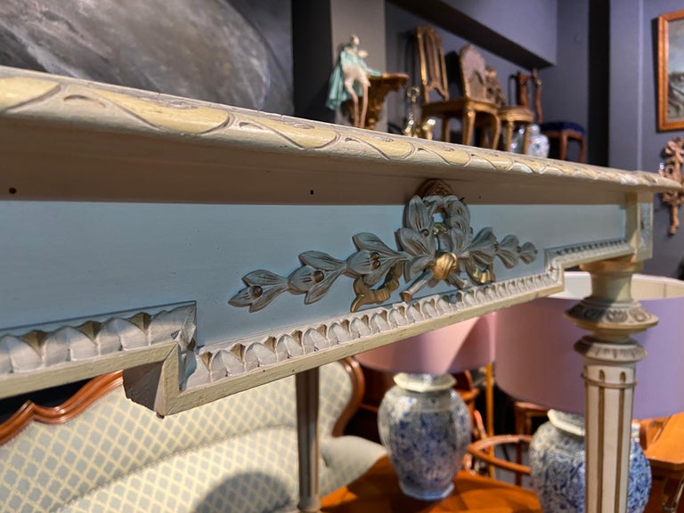 20th Century French Writing Table Hand Carved and Painted in Louise xvi ...