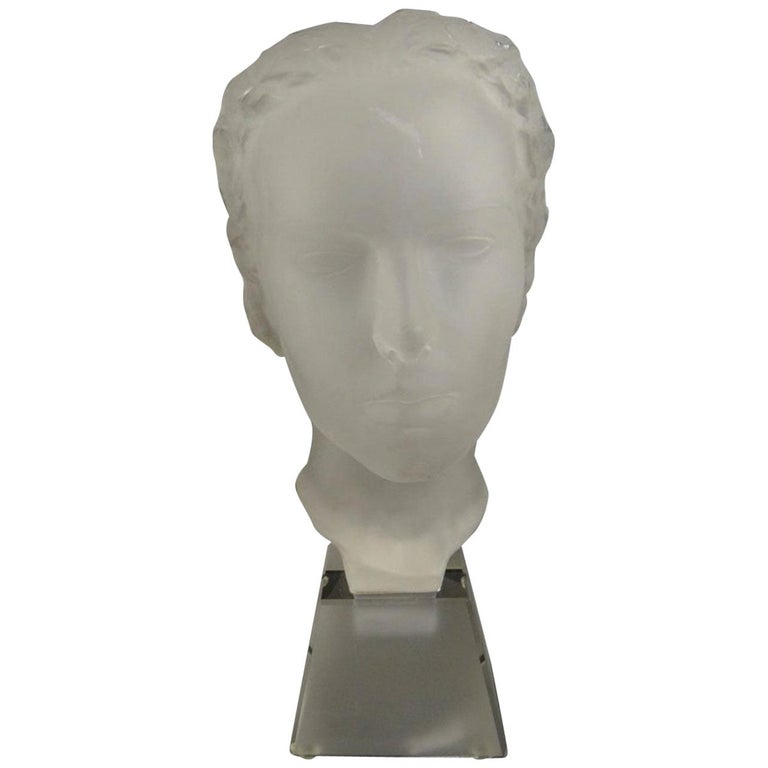 20th Century Frosted Art Glass ""Face"" Sculpture For Sale at 1stDibs