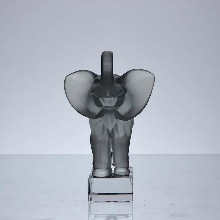 20th Century Frosted Glass Sculpture Entitled "Standing Elephant" by ...