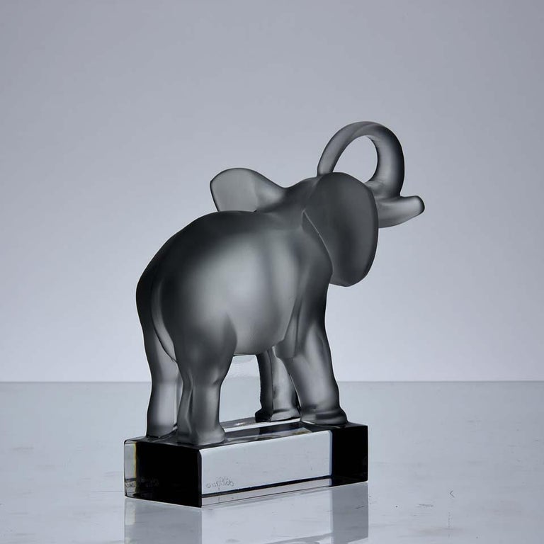 20th Century Frosted Glass Sculpture Entitled "Standing Elephant" by ...