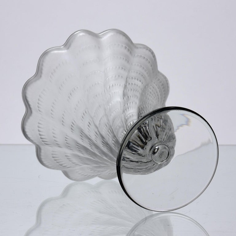 20th Century Frosted Glass Vase entitled "Cornet Vase" by Marc Lalique ...