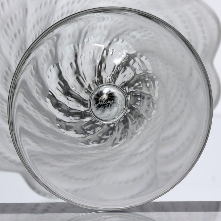 20th Century Frosted Glass Vase entitled "Cornet Vase" by Marc Lalique ...