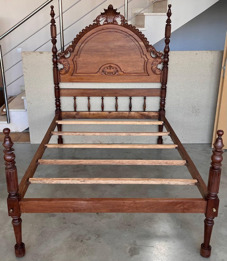 20th Century Full Bed, Original Four Fluted Poster Spanish Bed with ...