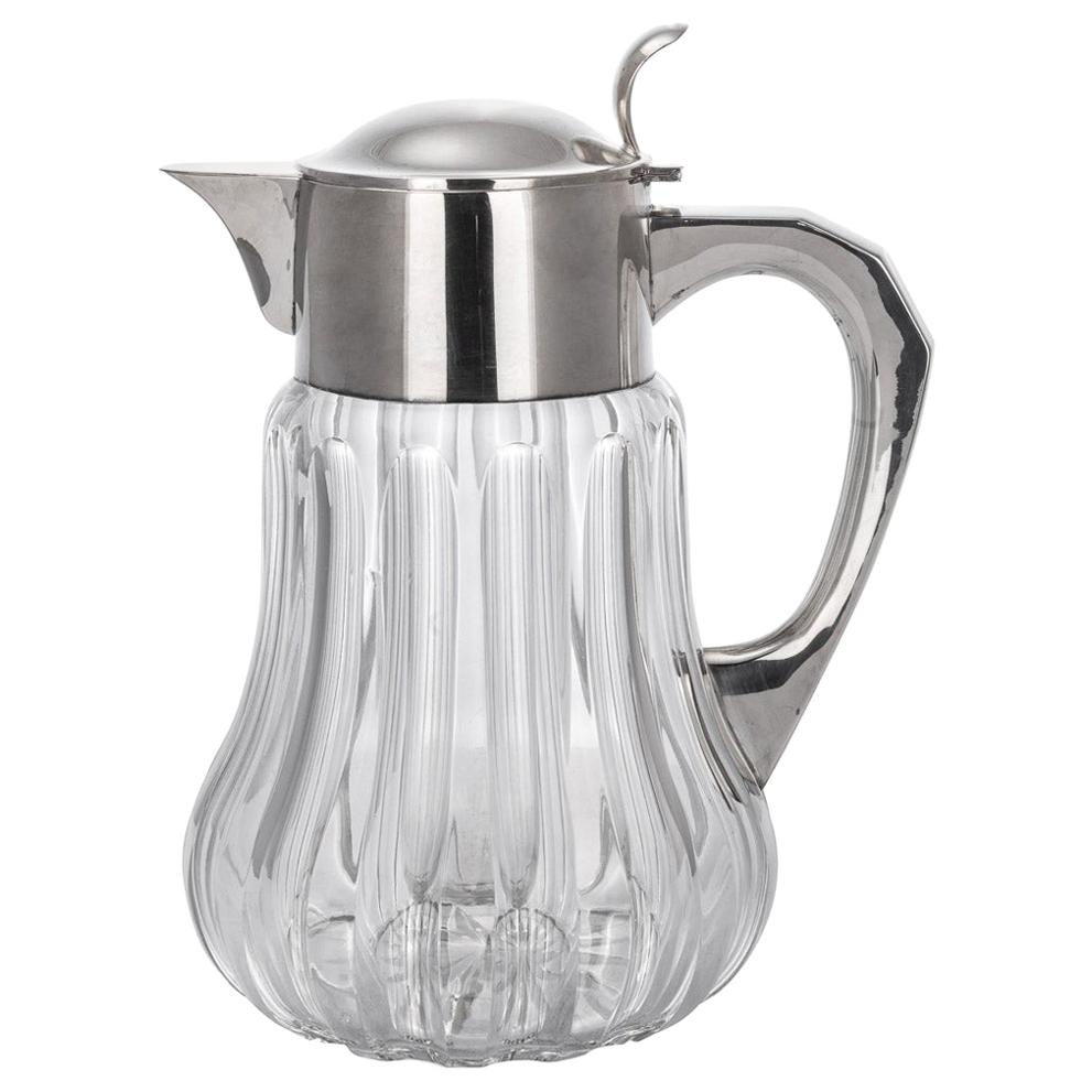 20th Century German Art Deco Solid Silver and Cut Glass Lemonade Jug, c ...