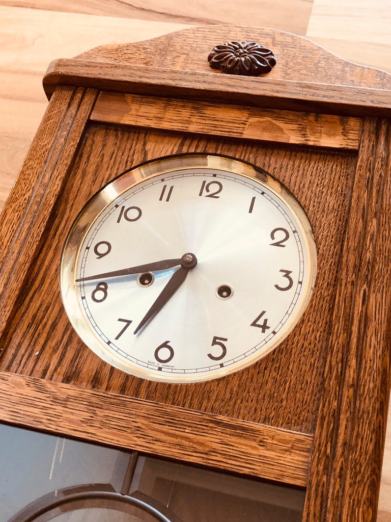 20th Century German Mechanical Regulatory Walnut Wall Clock at 1stDibs