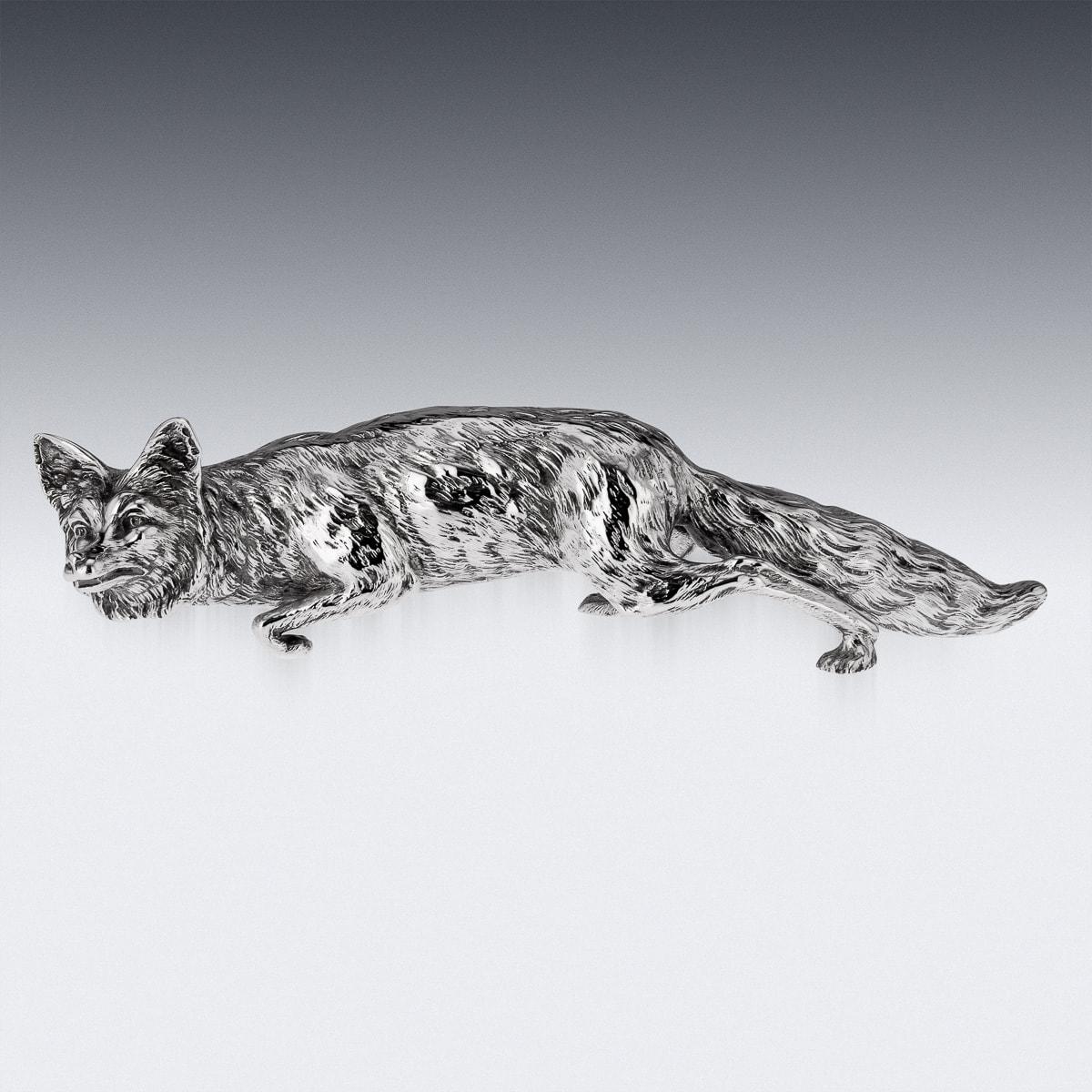 20th Century German Solid Silver Fox Table Ornament, Hanau, c.1900 For ...
