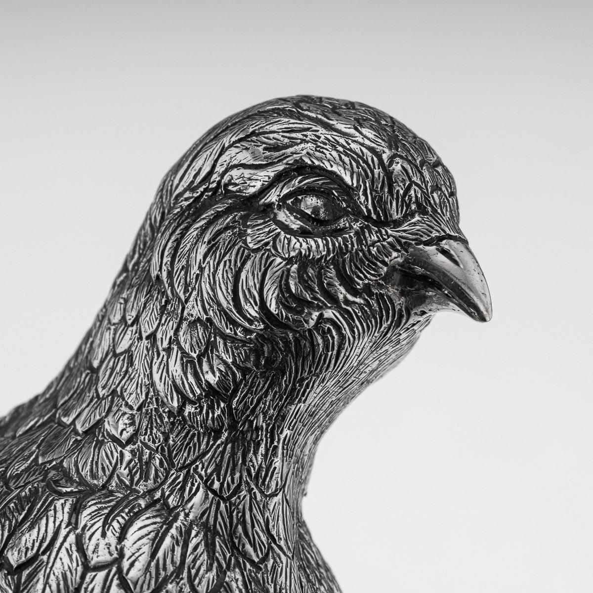 20th Century German Solid Silver Pair of Pheasant Statues, Hanau, circa ...