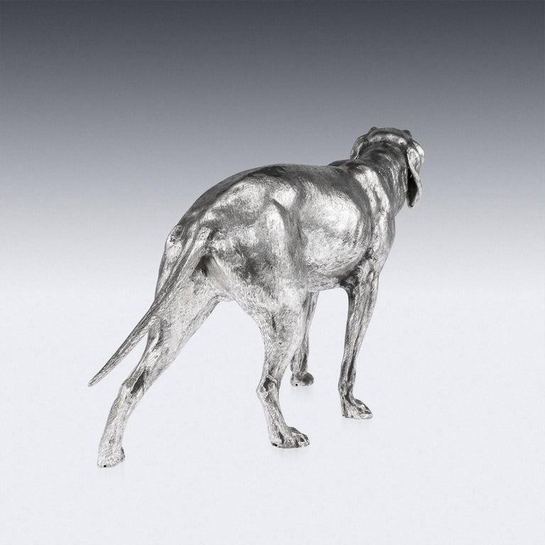 20th Century German Solid Silver Statues Of A Shorthaired Pointer c ...