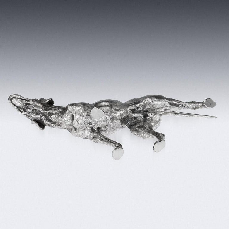 20th Century German Solid Silver Statues Of A Shorthaired Pointer c ...