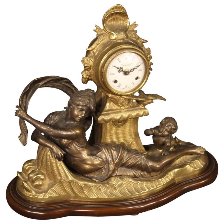 20th Century Gilt Bronze and Antimony French Table Clock, 1930 For Sale ...
