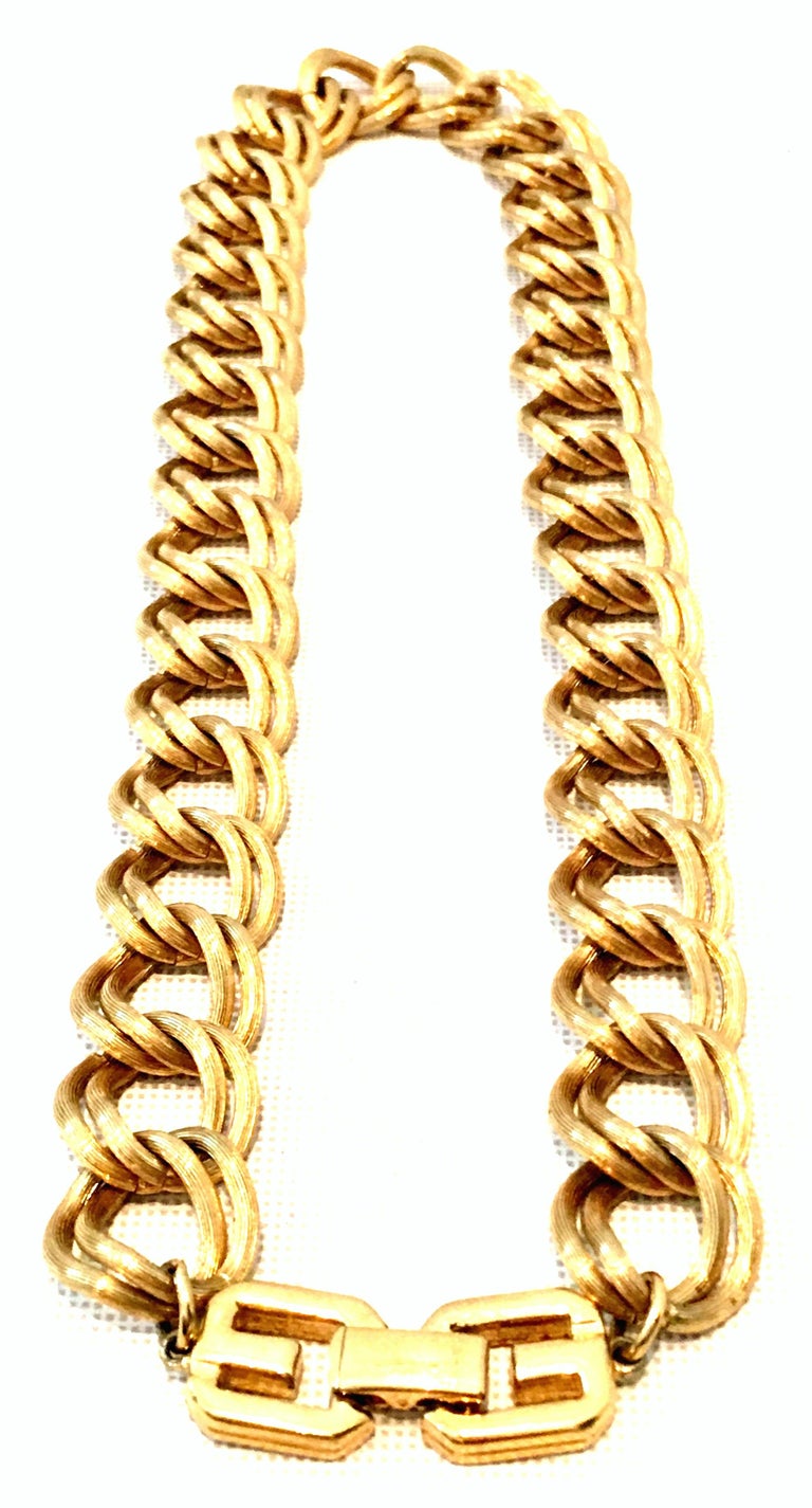 20th Century Givenchy Gold "GG" Logo Double Chain Link Choker Necklace ...