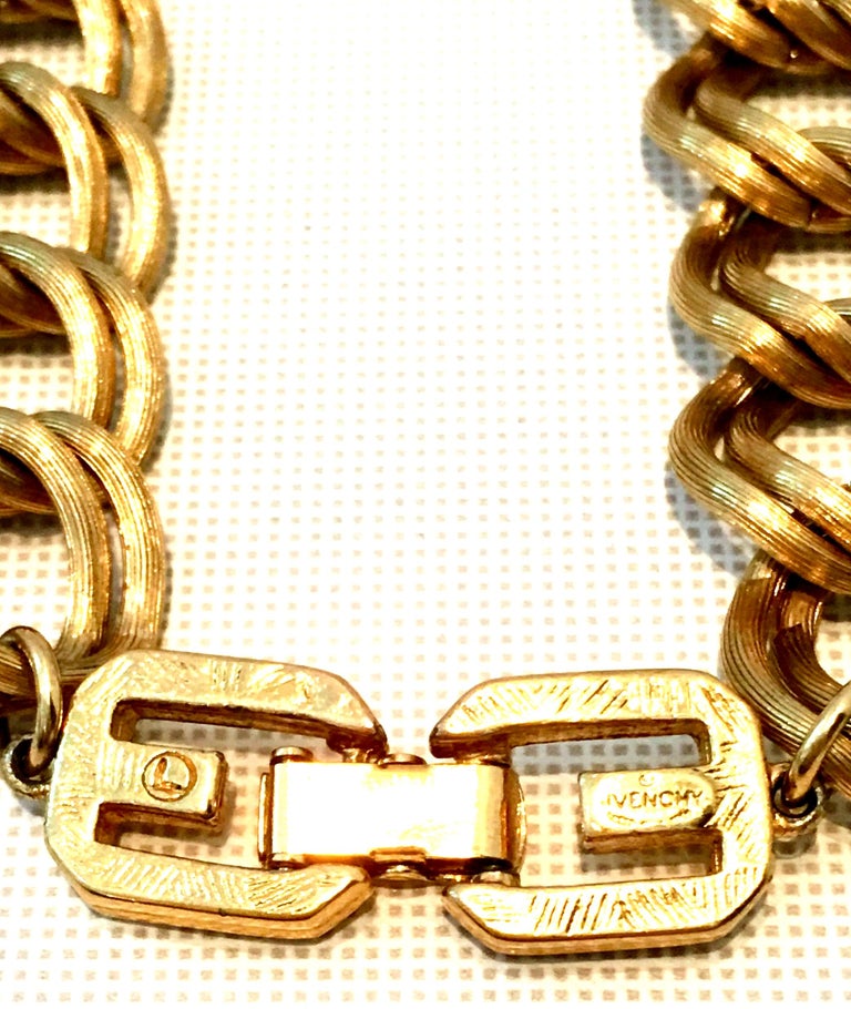 20th Century Givenchy Gold "GG" Logo Double Chain Link Choker Necklace ...