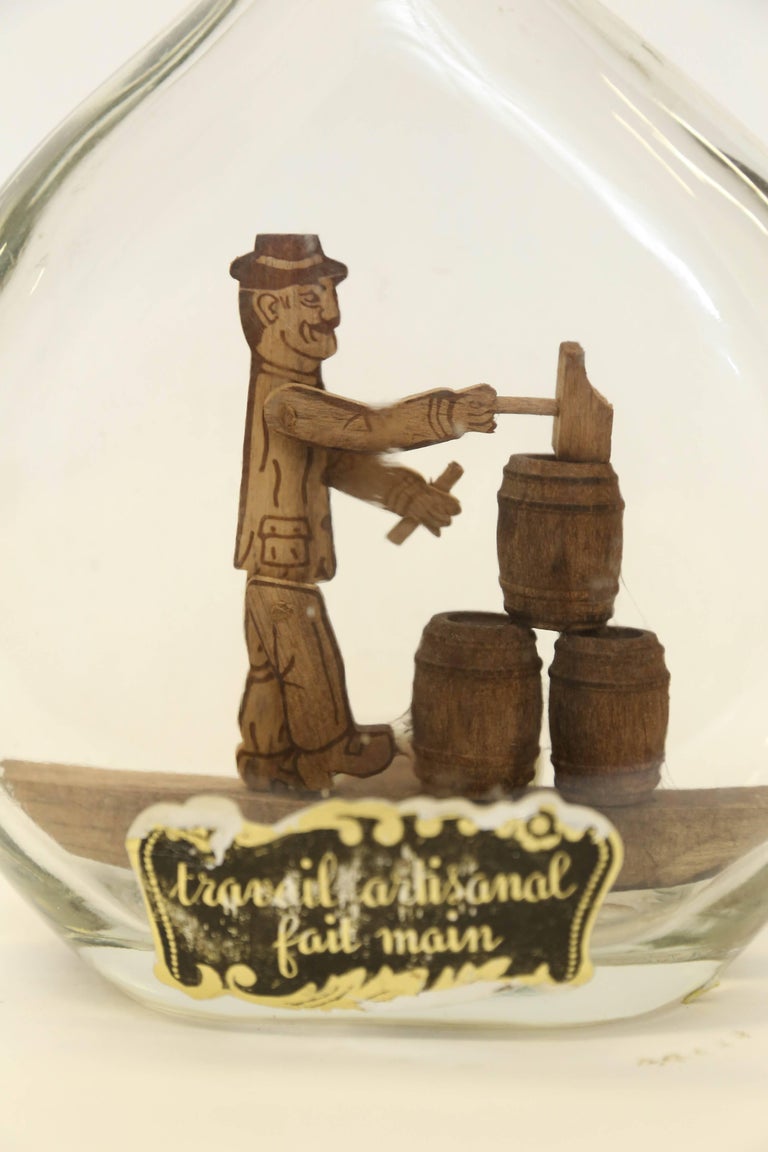 20th Century Glass Calvados Decorative "Ship in a Bottle" and Decanter ...