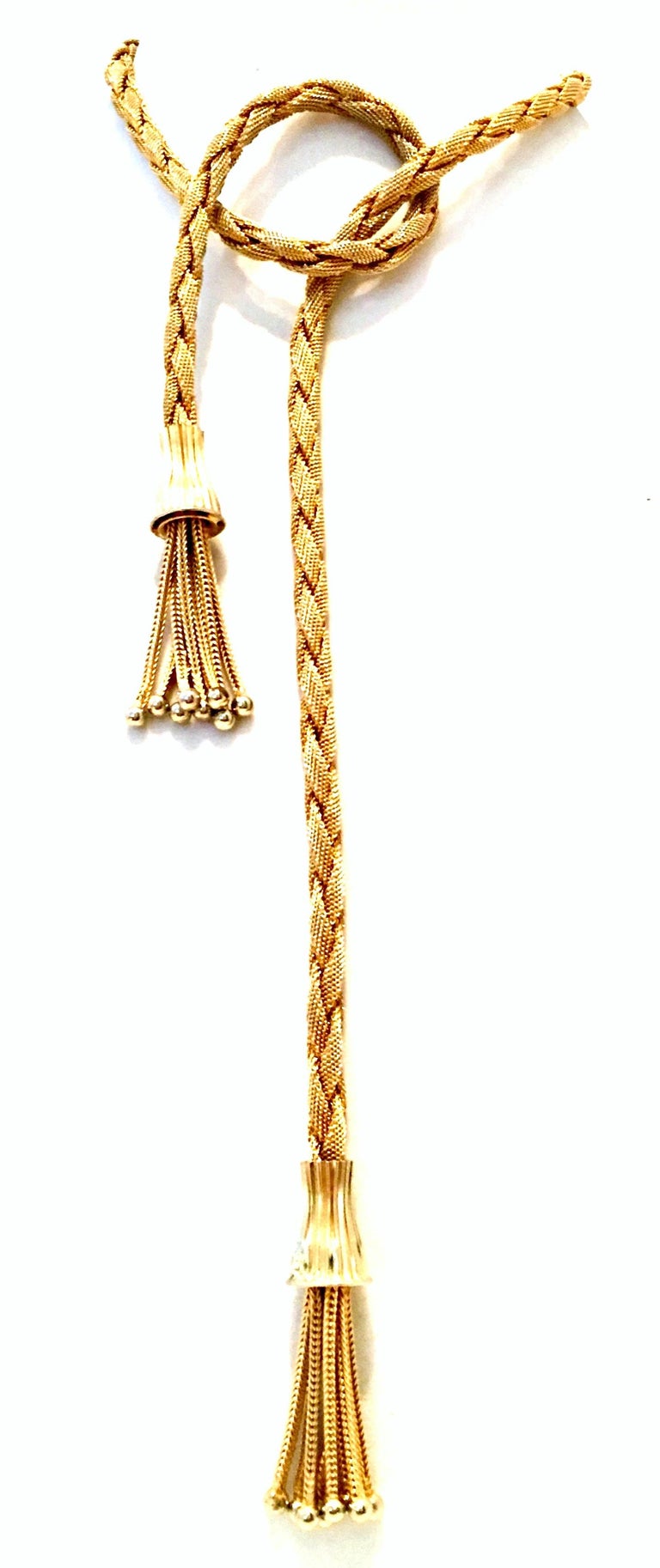 20th Century Gold Braided Rope and Tassle Fringe Sautoir Style Necklace ...