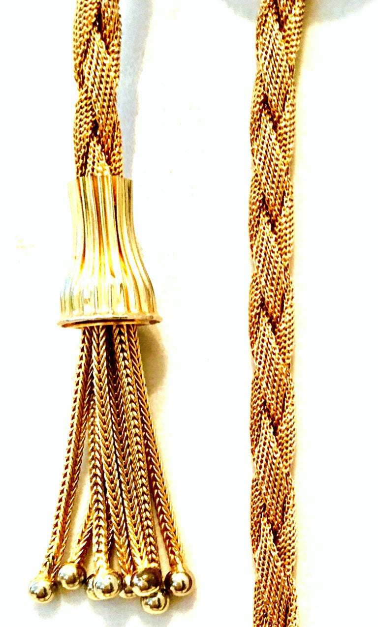 20th Century Gold Braided Rope and Tassle Fringe Sautoir Style Necklace ...