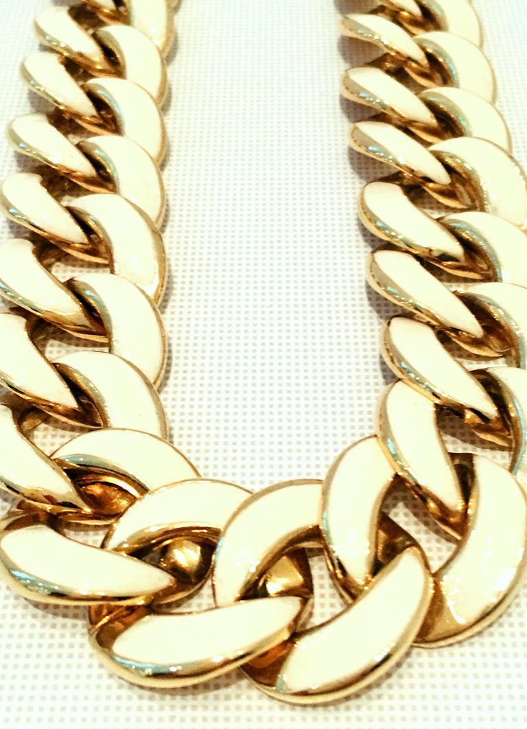 20th Century Gold and Enamel Chain Link Choker Necklace By, Les Bernard ...