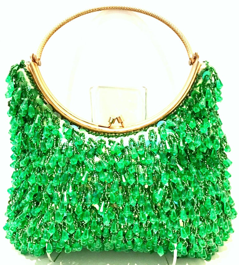 20th Century Gold and Green Crystal Bead Evening Bag By, Richere Hong ...