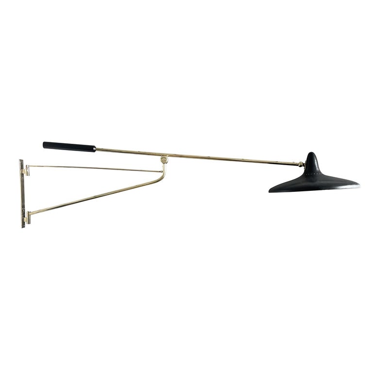 20th Century Gold Italian Brass Adjustable Reading Wall Lamp, Light by ...