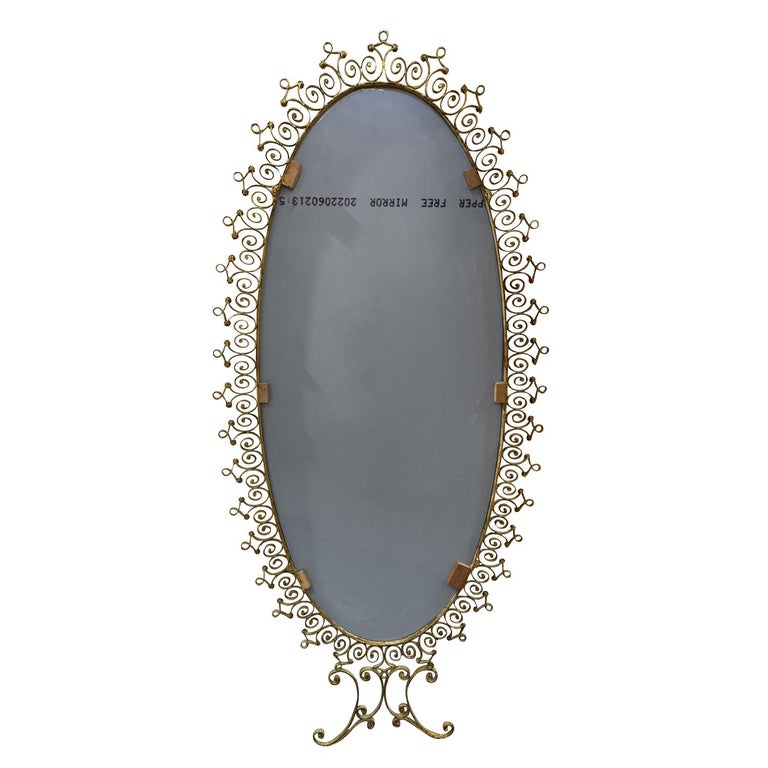 20th Century Gold Italian Iron Floor Mirror, Console Table by Pier ...