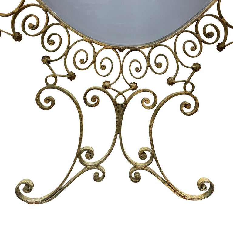 20th Century Gold Italian Iron Floor Mirror, Console Table by Pier ...