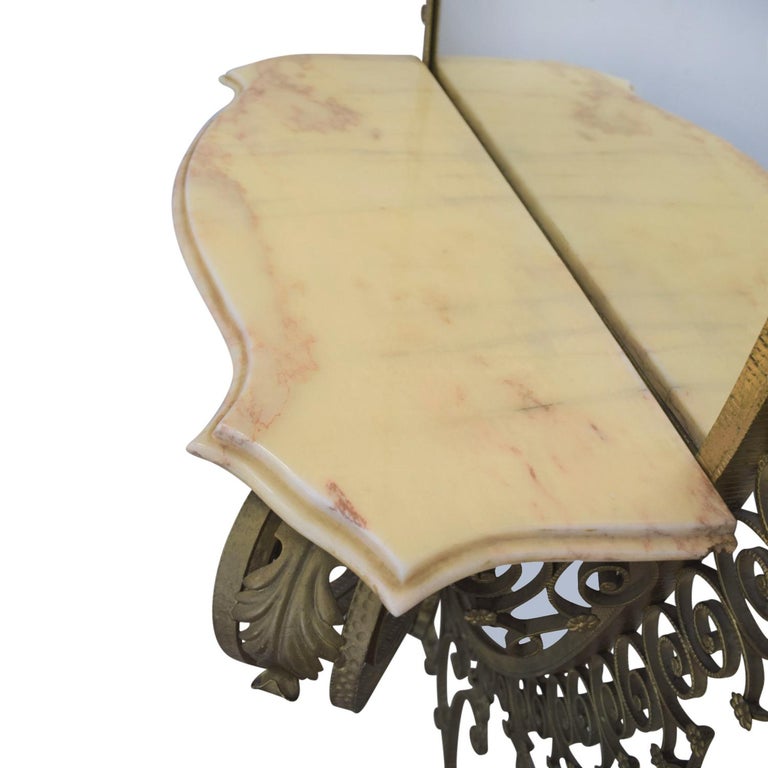 20th Century Gold Italian Iron Floor Mirror, Console Table by Pier ...