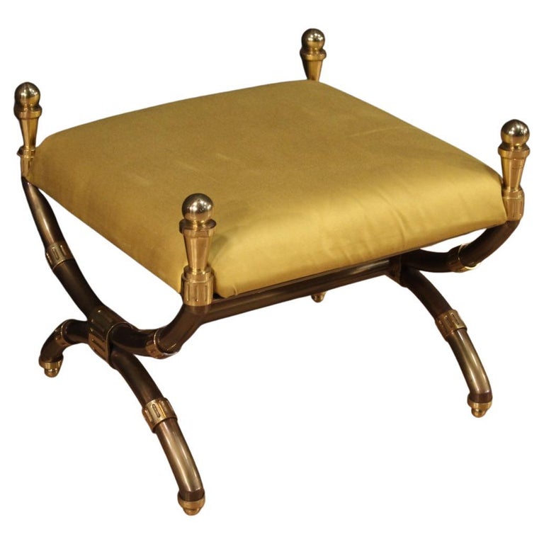 20th Century Gold Metal and Yellow Fabric Italian Foot Stool, 1970 at ...